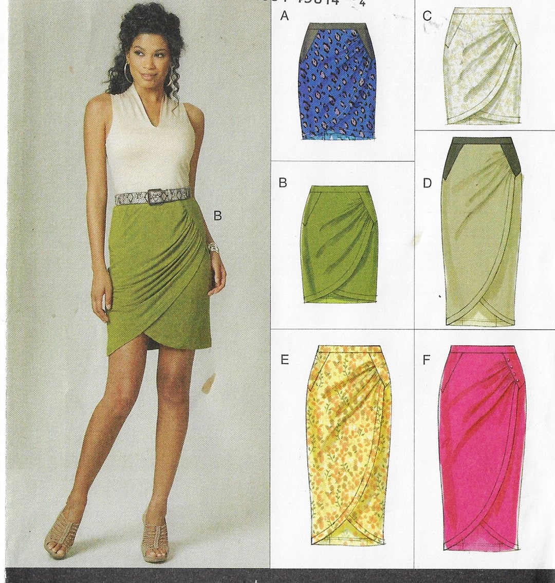 Mock Wrap Skirt Sarong Style Vogue Sewing Pattern V8711 Size 6 8 10 12 ...