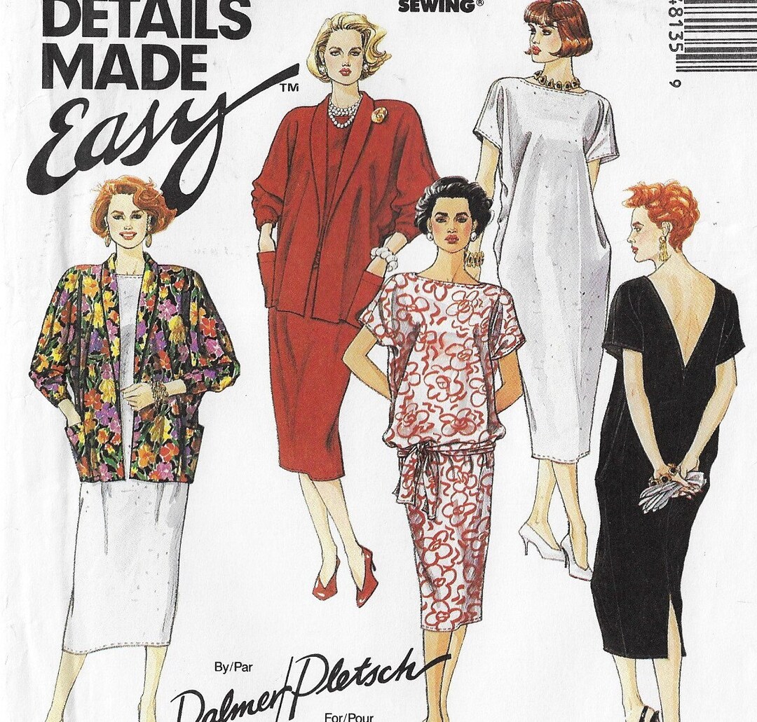 90s Womens Cocoon Dress & Batwing Jacket Mccalls Sewing Pattern 4813 ...