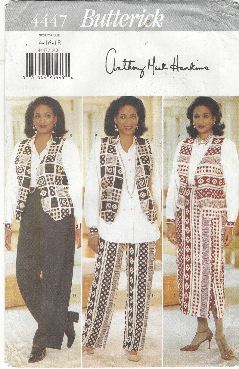 90s Butterick Sewing Pattern 4447 Anthony Mark Hankins Womens - Etsy