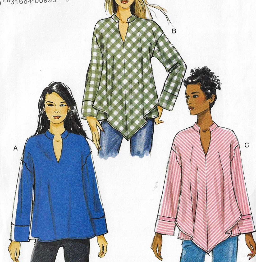 Womens Pullover Top or Tunic With Variations Plus Size Vogue Sewing ...