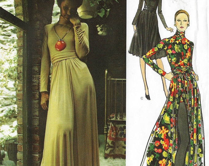 70s Jean Patou Womens Designer Dress Vogue Sewing Pattern 2383 Size 12 ...