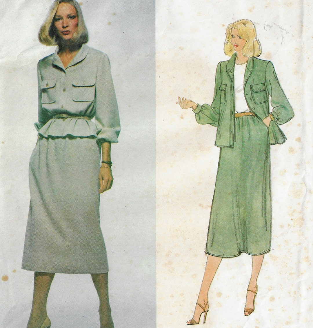 70s Bill Blass Womens Above Hip Jacket & Skirt Vogue Sewing Pattern ...