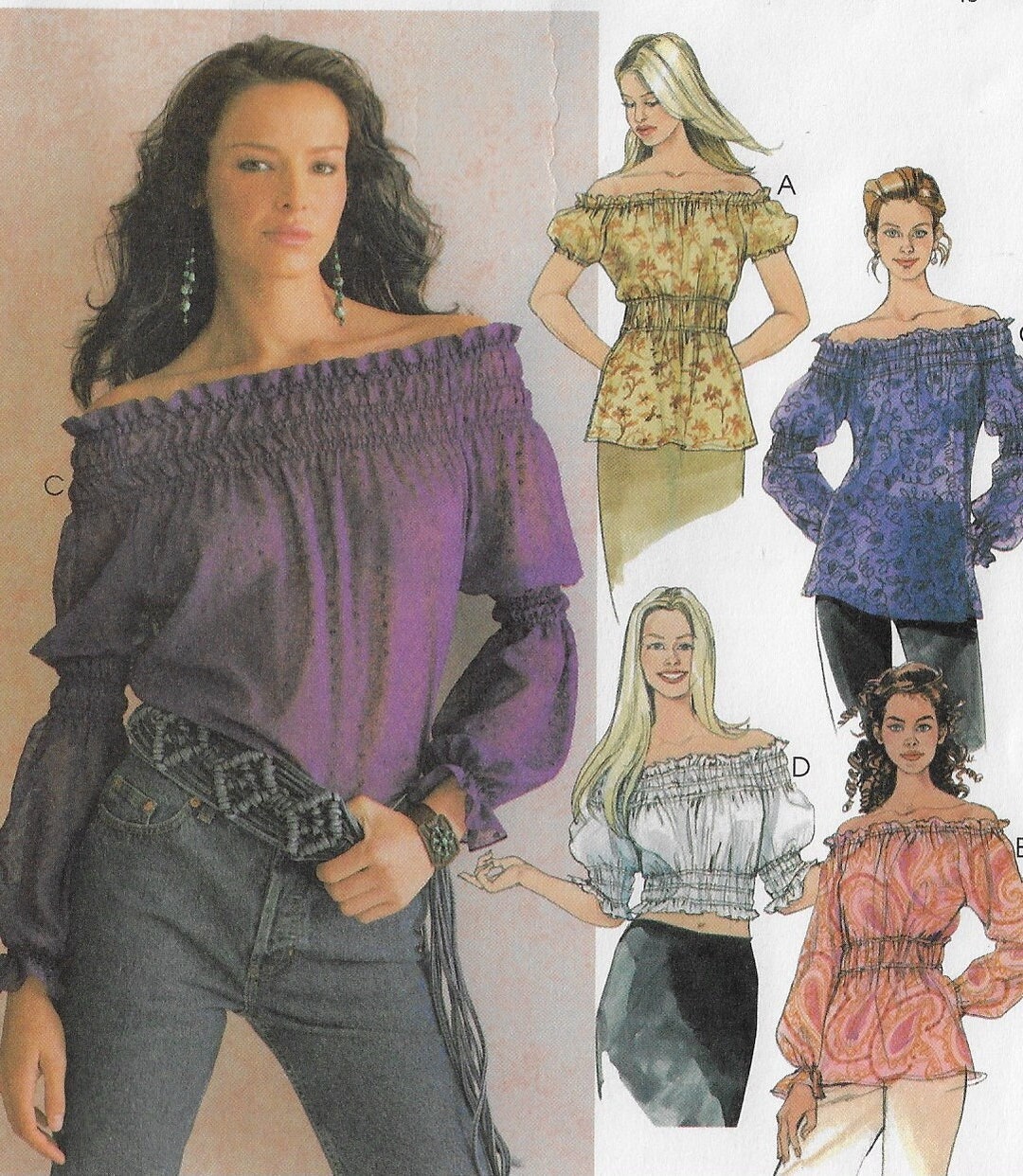 Boho off the Shoulder Womens Tops With Variations Mccalls Sewing ...