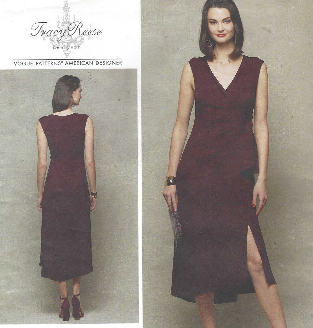 Tracy Reese Womens Mock Wrap Dress V Neckline Sleeveless Vogue Sewing ...