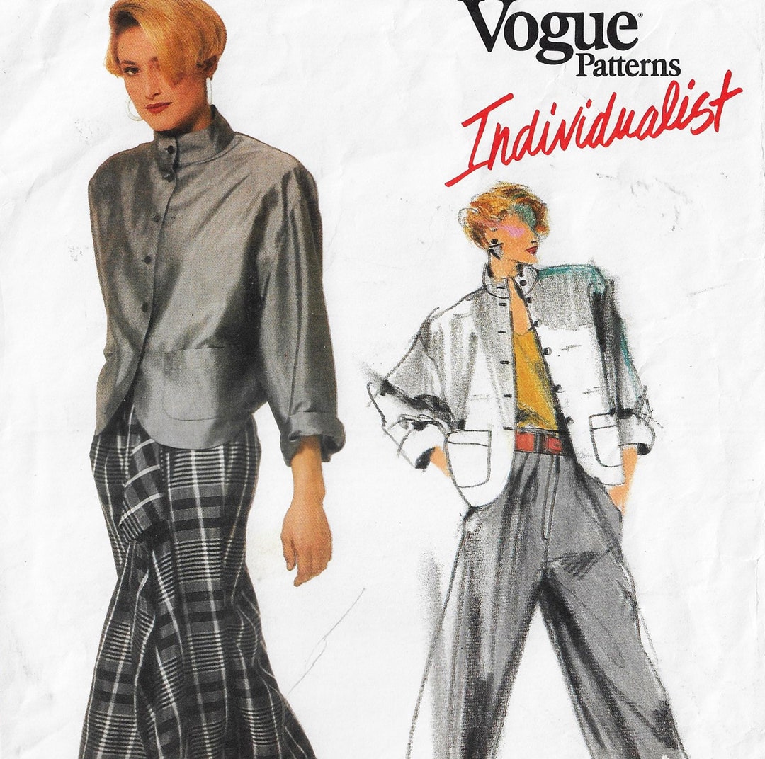 80s Carol Horn Above Hip Jacket, Skirt With Overlay & Pants Vogue ...