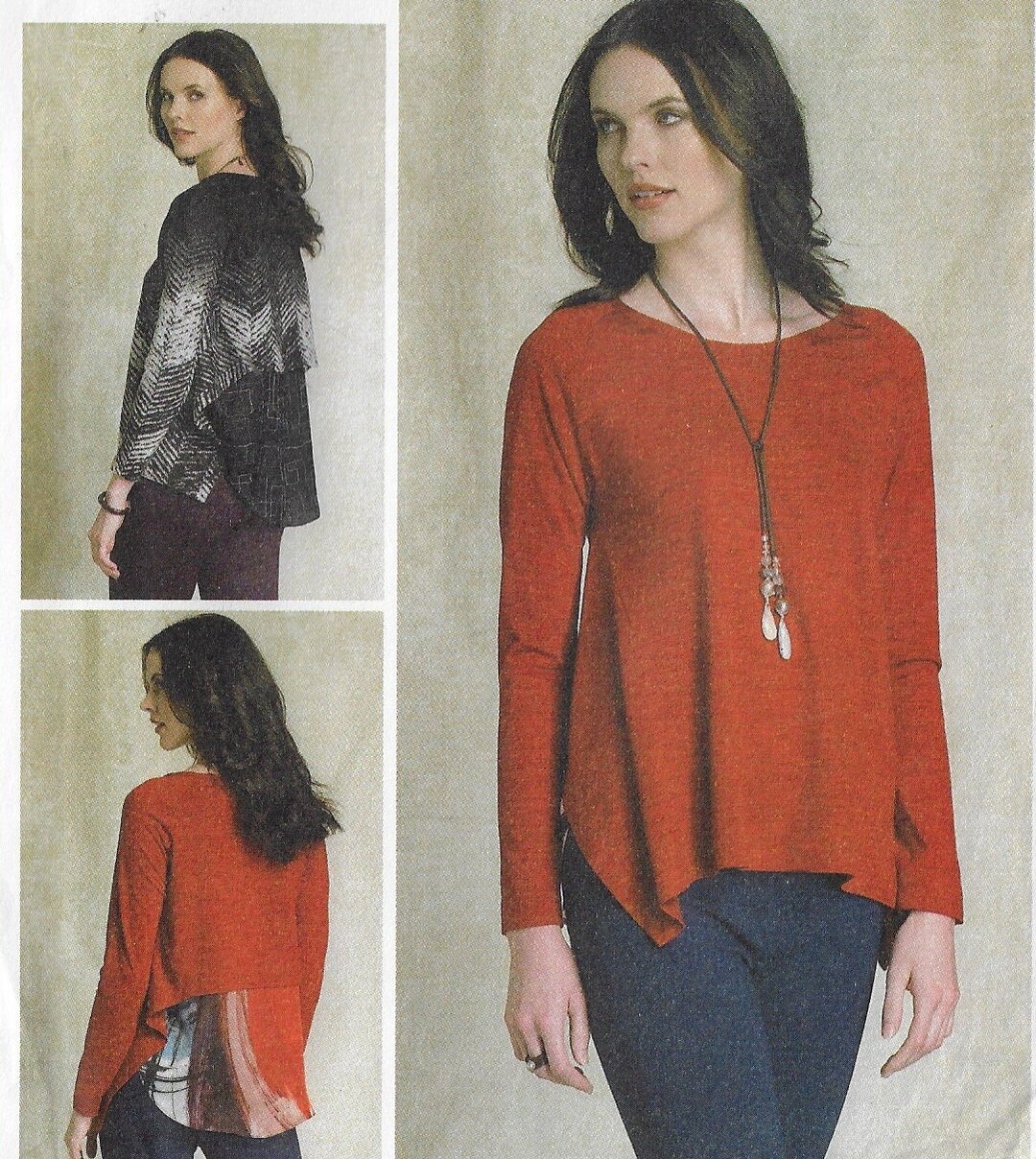Marcy Tilton Womens Pullover Top With Back Underlay OOP Vogue Sewing Pattern V9207 Size 16 18 20 ...
