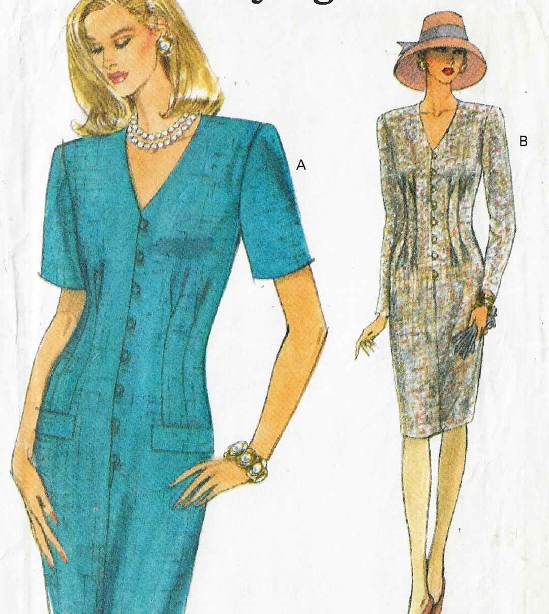 90s Womens Dart Fitted Dress With Variations Plus Size Vogue Sewing ...