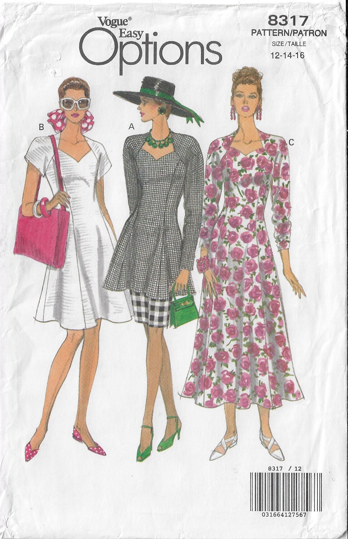 90s Womens Fit & Flare Dress or Tunic and Skirt Vogue Sewing Pattern ...