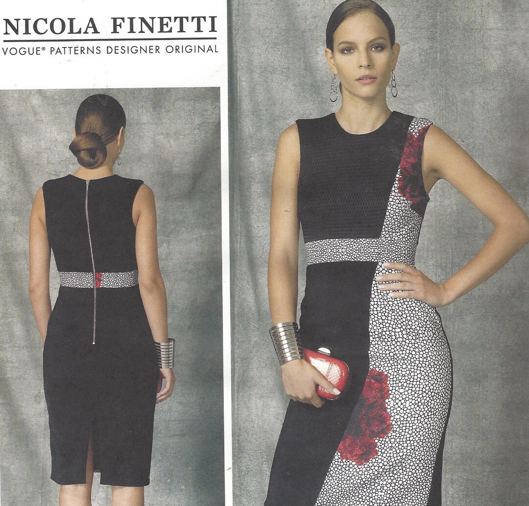 Nicola Finetti Womens Color Block Fitted Dress Vogue Sewing Pattern ...
