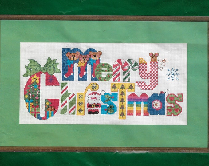80s Merry Christmas Patchwork Dimensions Counted Cross Stitch Kit 8301 ...