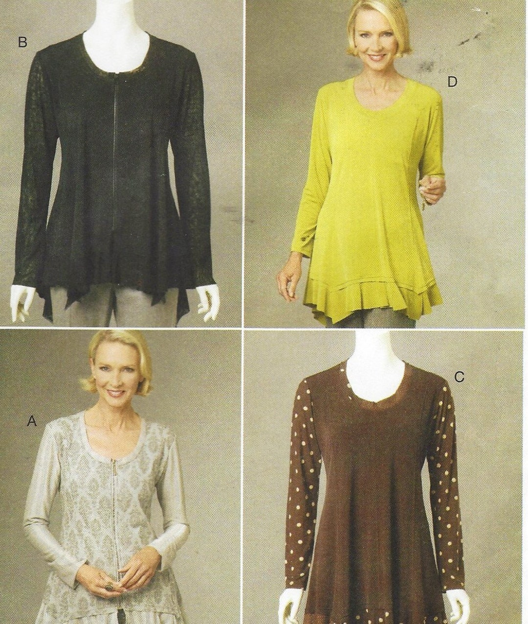 Katherine Tilton Womens Lagenlook Top or Tunic Vogue Sewing Pattern V8691 Size 16 18 20 22 Bust ...