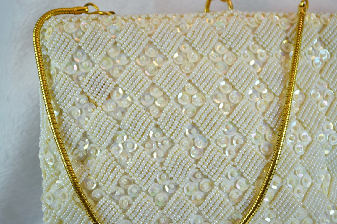 Vintage Goldco White Beaded Handbag Made in Hong Kong | Etsy