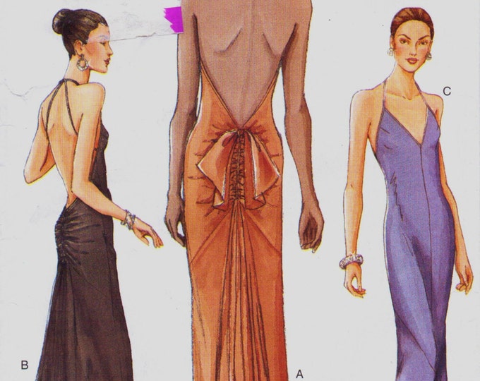 Vogue Pattern 7365 Womens Backless Halter Evening Dress Size 6 - Etsy