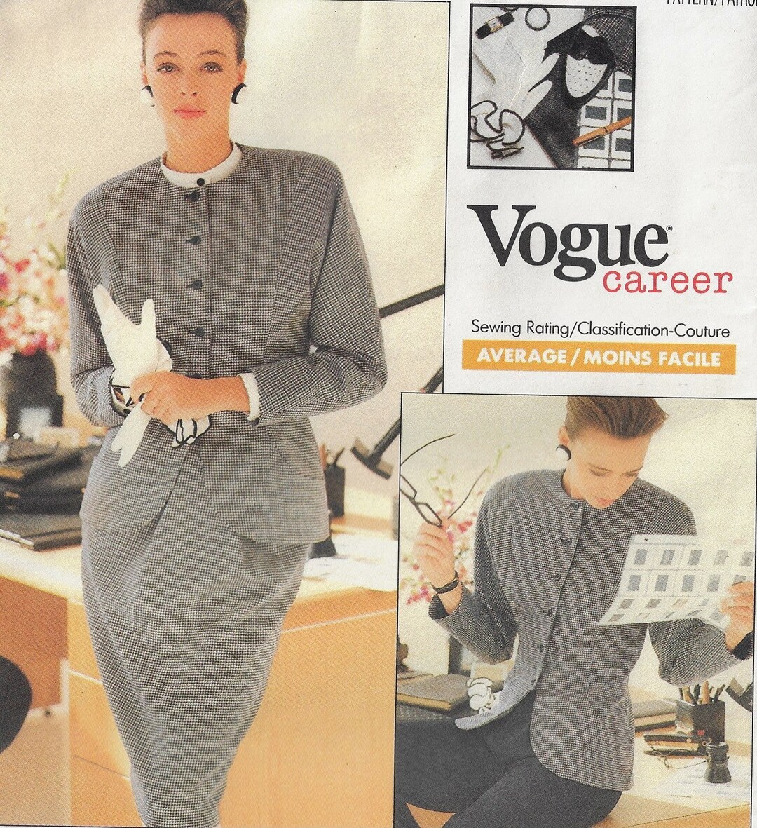 80s Geoffrey Beene Womens Jacket, Skirt & Pants Vogue Sewing Pattern ...