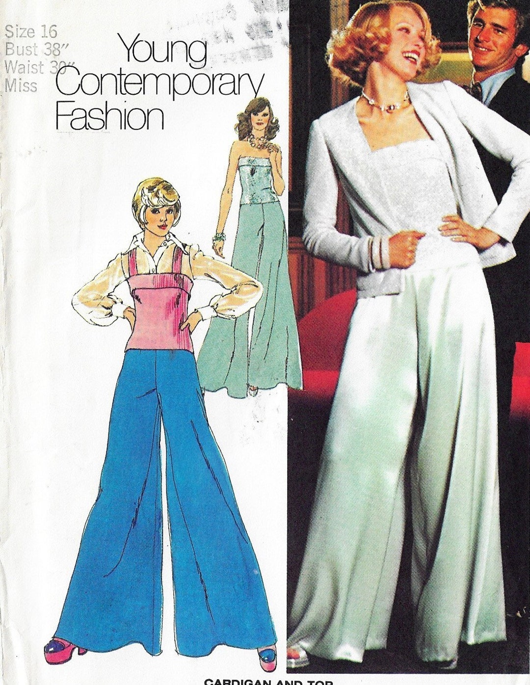 70s Palazzo Pants, Strapless Top & Jacket Simplicity Sewing Pattern ...