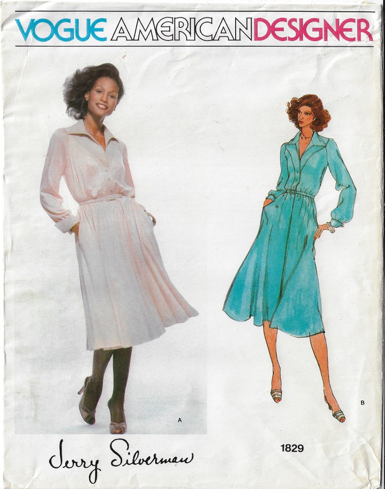 70s Jerry Silverman Womens Dress With Shaped Yoke & Circle Skirt Vogue ...