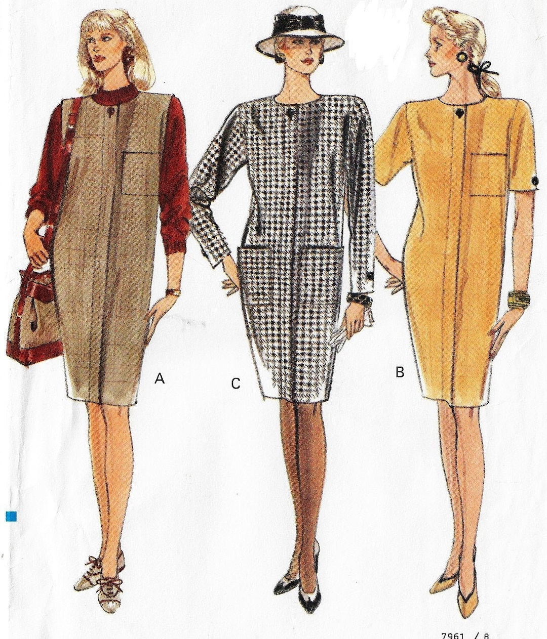90s Womens Loose Fitting Tapered Dress or Jumper Vogue Sewing Pattern ...