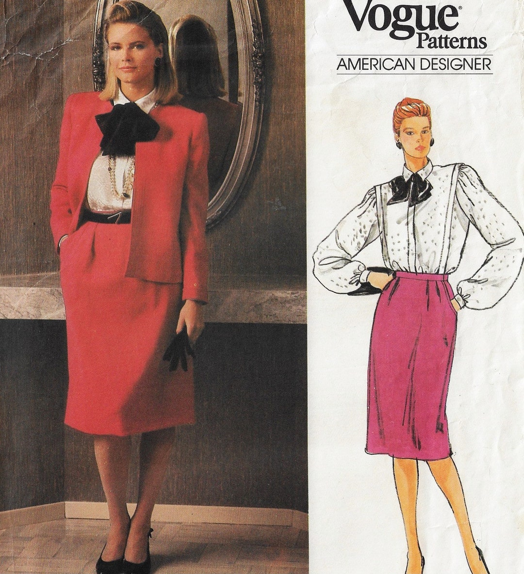 80s Joseph Picone Womens Jacket, Skirt and Blouse Vogue Sewing Pattern ...