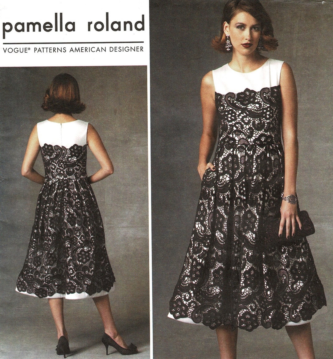 Pamella Roland Womens Sleeveless Lace Overlay Dress OOP Vogue Sewing ...