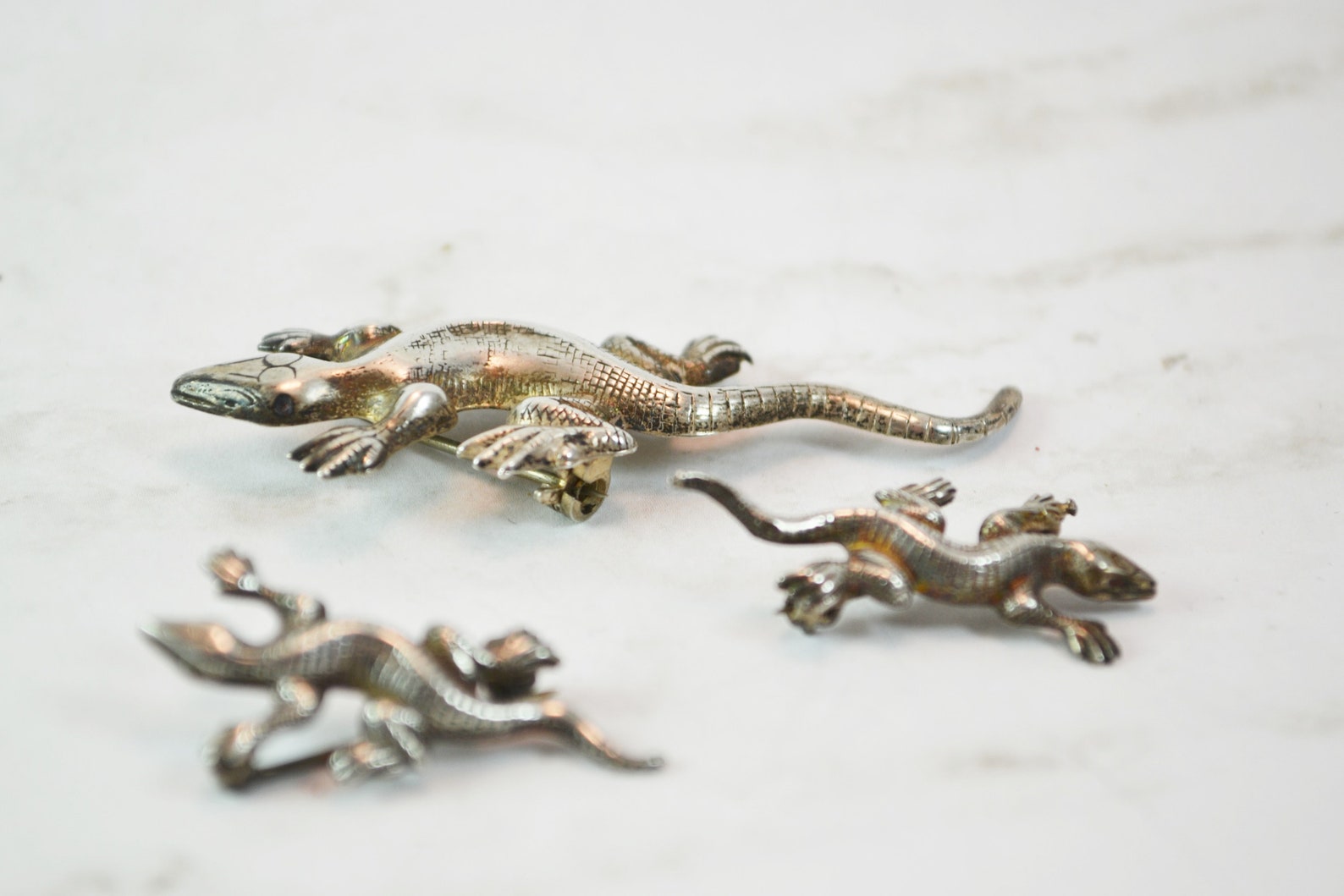 Vintage Lang Set of 3 Sterling Lizard Pins Mama and Two Babies | Etsy