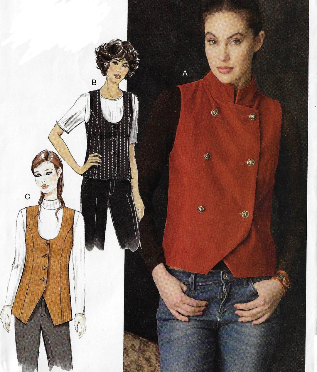 Womens Lined Princess Seam Vests With Single or Double Breasted Vogue ...