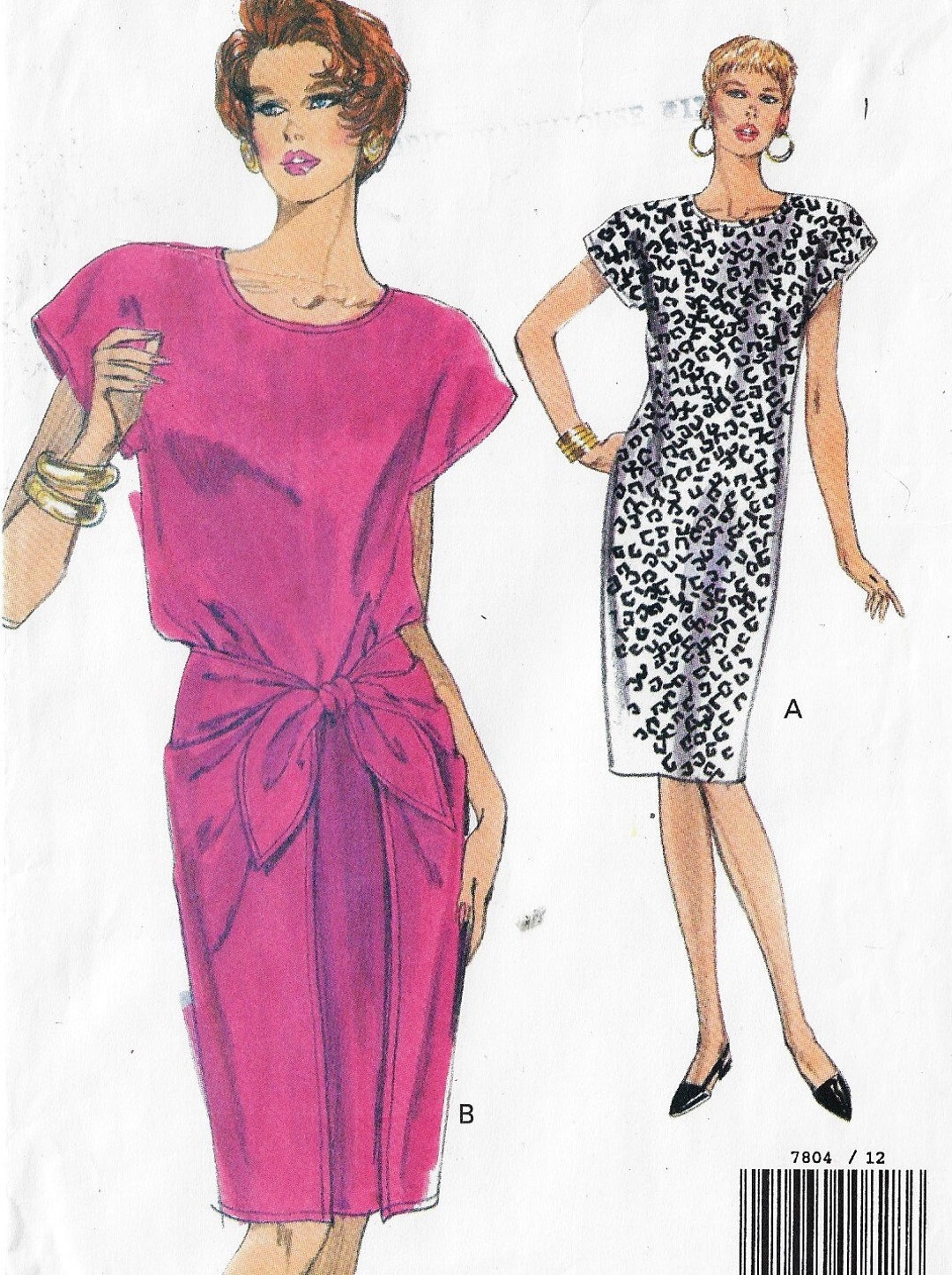 90s Womens Pullover Shift Dress With Optional Overlay Vogue Sewing ...