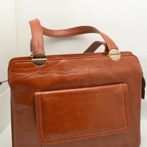 Vintage Garay Top Handle Handbag Rust Colored Faux Leather With Outside ...