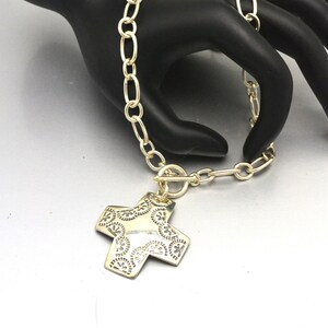 925 Silver Mexican Style Square Cross Necklace 17 Inch Large Open Chain ...