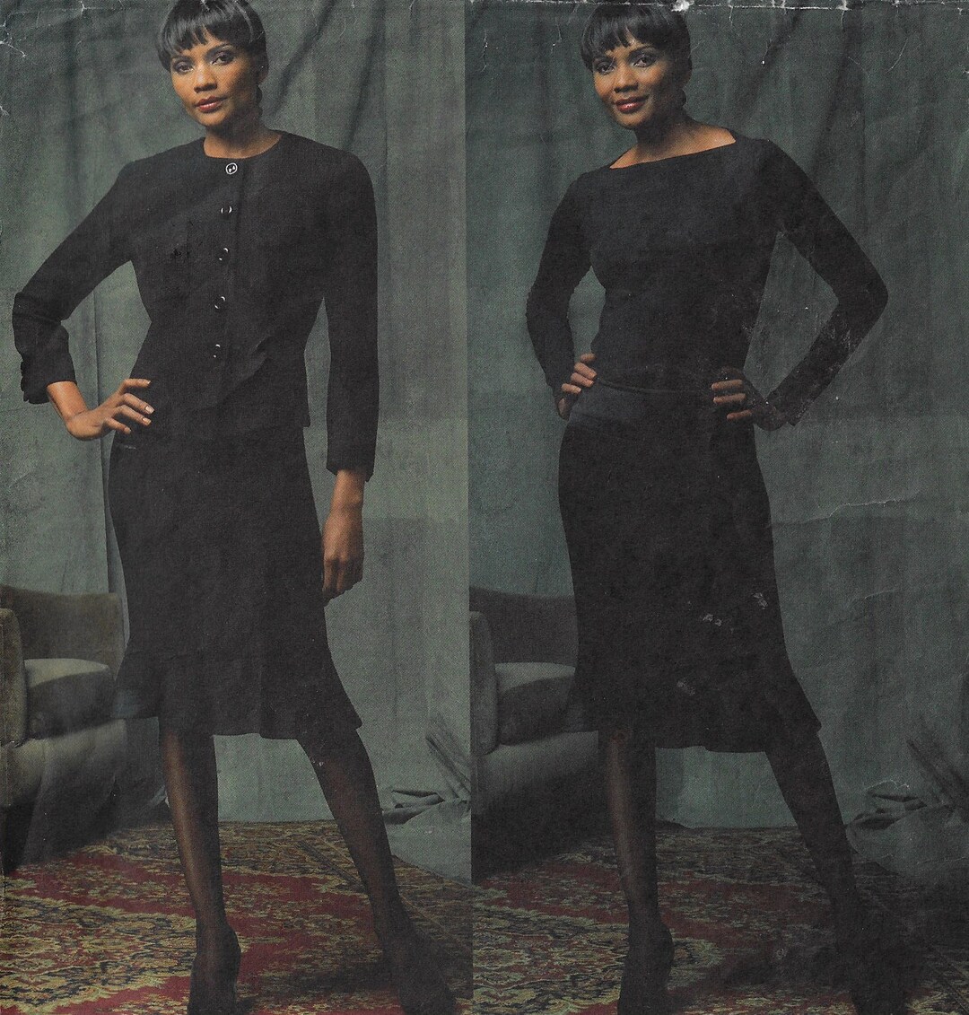 DKNY Womens Close Fitting Jacket & Flounced Skirt Vogue Sewing Pattern ...