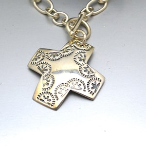 925 Silver Mexican Style Square Cross Necklace 17 Inch Large Open Chain ...