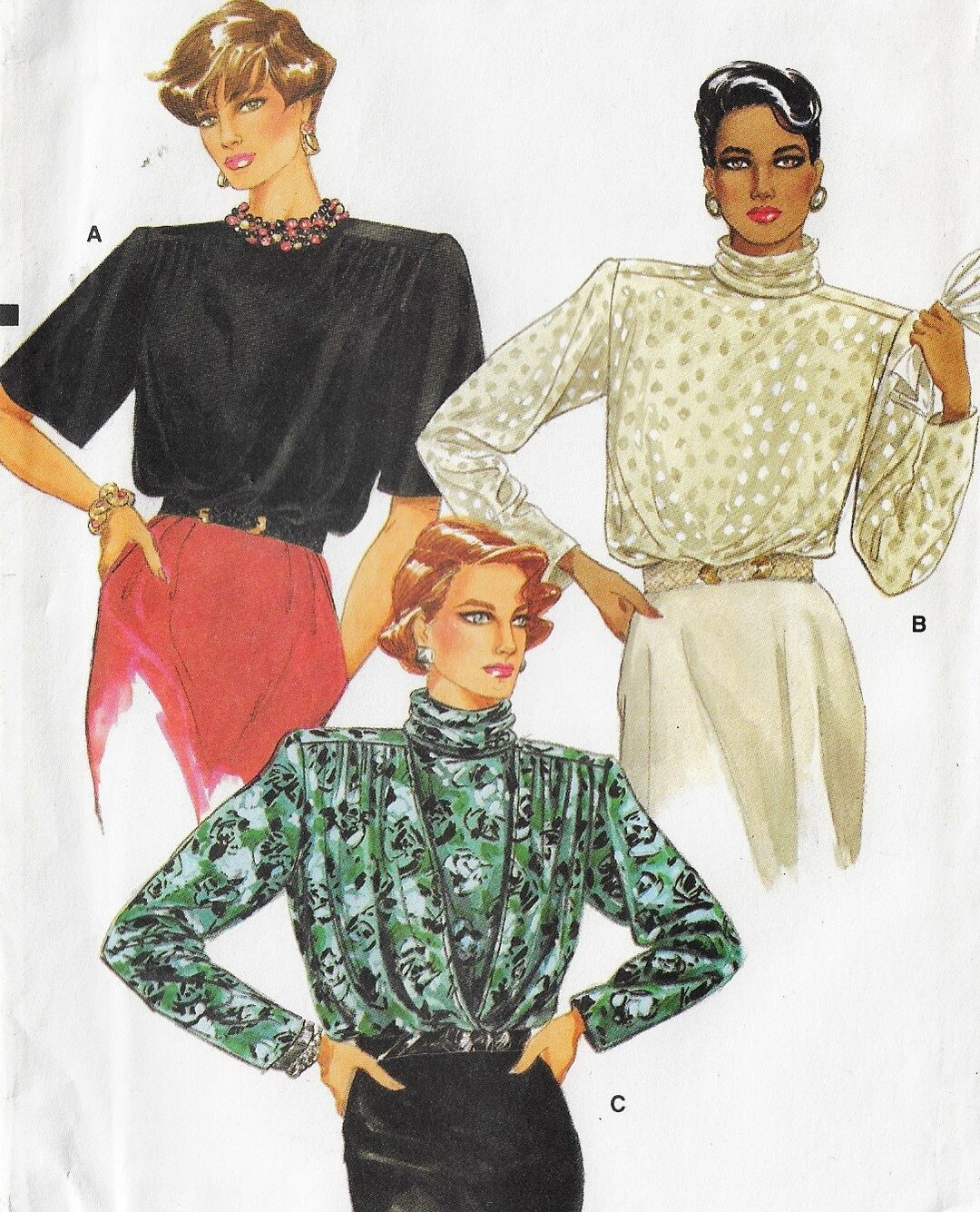 80s Plus Size Pullover Blouse With Variations Vogue Sewing - Etsy
