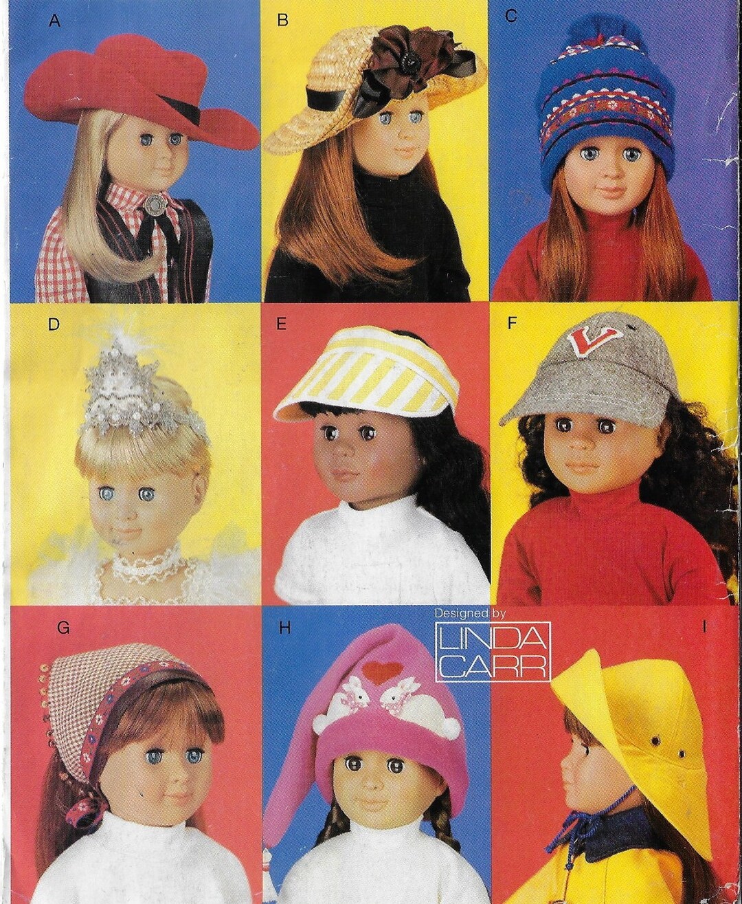 Linda Carr 18 Inch Doll Hats 9 Different Styles OOP Vogue Sewing ...
