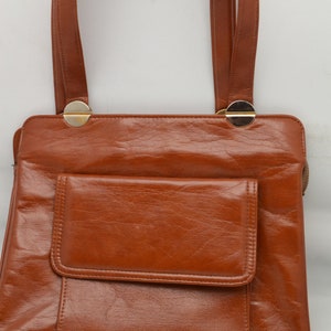 Vintage Garay Top Handle Handbag Rust Colored Faux Leather With Outside ...