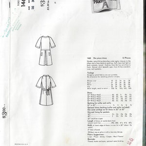 1960s Pierre Cardin Womens One Piece Dress Vogue Sewing Pattern 1468 ...