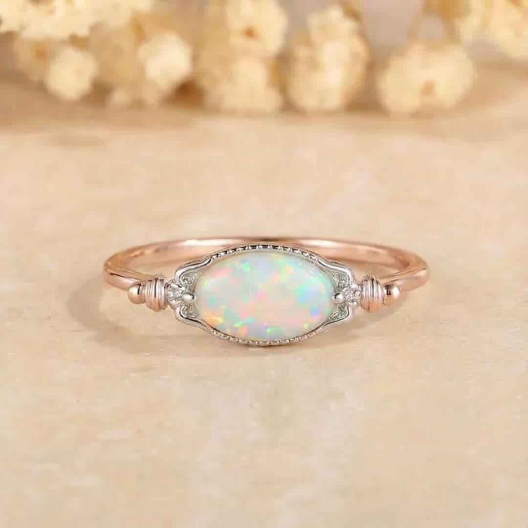 Antique Oval Opal Reversible Signet Ring Flip Design Promise Ring ...