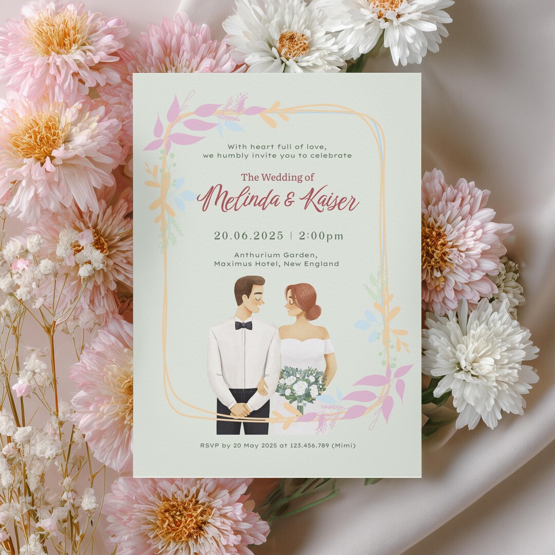 Floral Pastel Wedding Invitation Template, Modern Wedding Invite ...