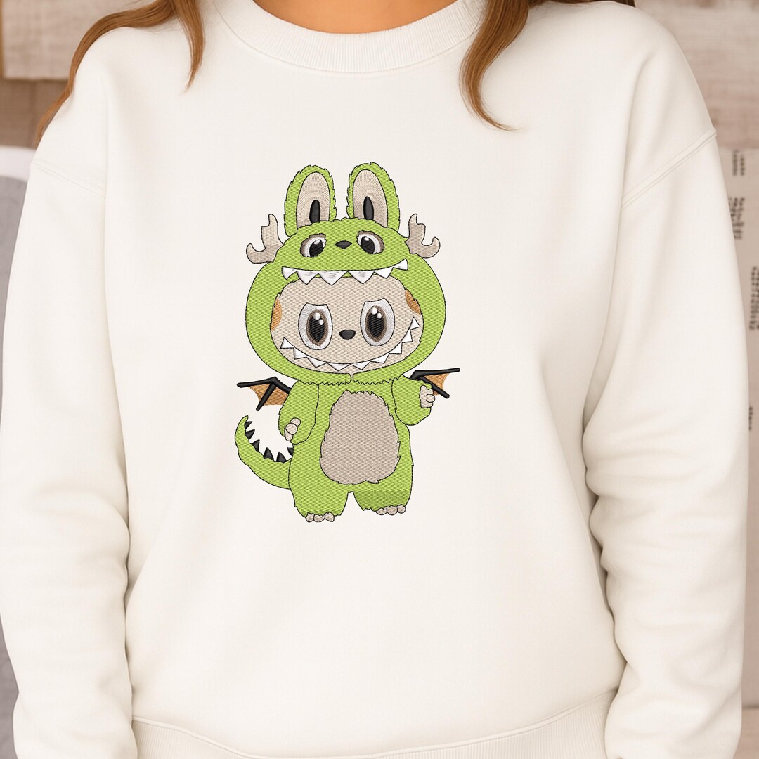Labubu Dragon Embroidery Design, Cute Cartoon Animal Labubu Machine ...