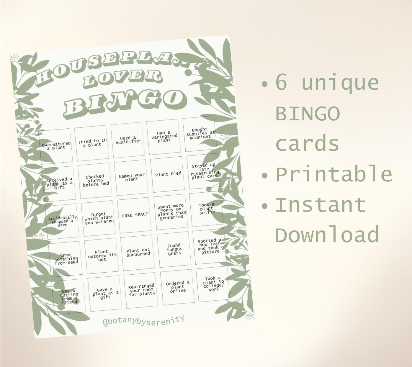 Plant Parent Bingo Printable - Houseplant Lover Game - Funny Plant Mom ...