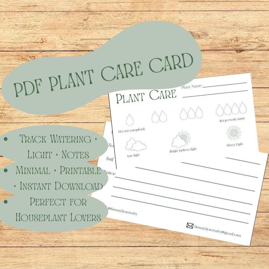 Plant Care Tracker | Printable Plant Care Sheet | Minimalist Plant Care ...