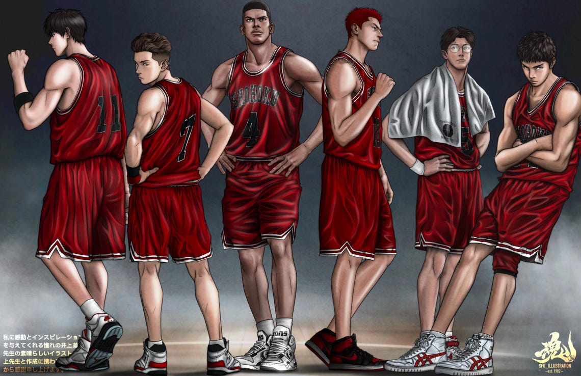 Shohoku (湘北) Slam Dunk Poster X Sfu_illustration, Fanart Print, 11x17in ...