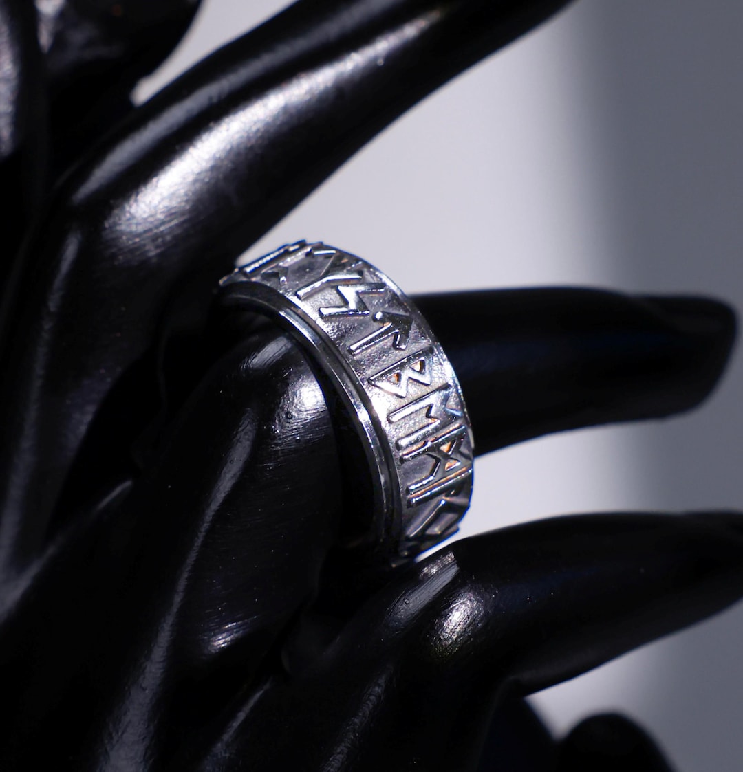 Men’s Rune Spinner Ring – Copper Rotating Band With Norse Rune Carving ...
