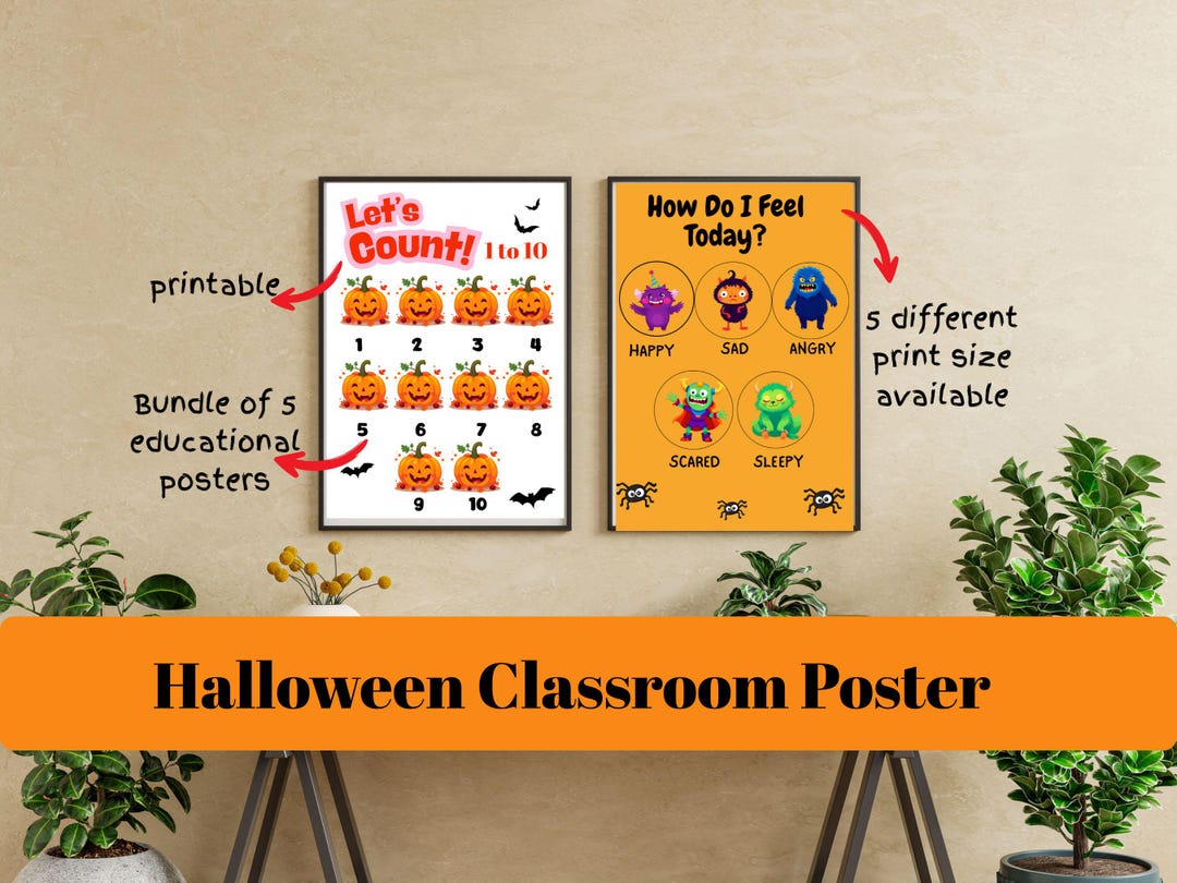 Halloween Classroom Poster Bundle: Spooky Educational Wall Art for ...