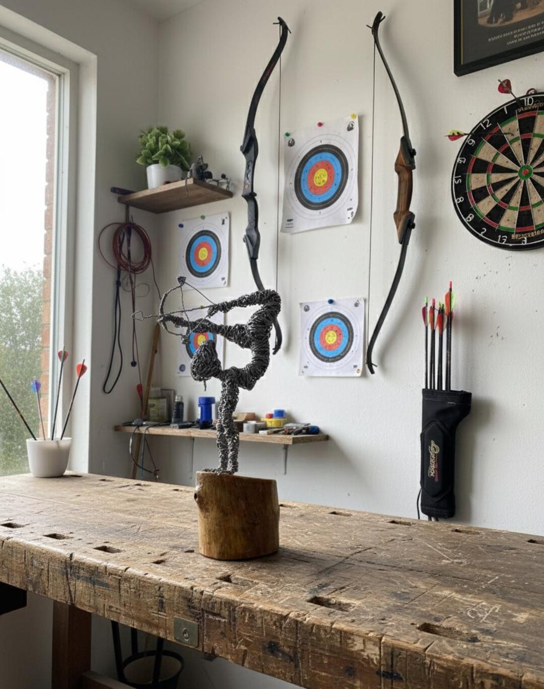 Handmade Wire Sculpture Archer Contortionist Figurine - Unique Metal ...
