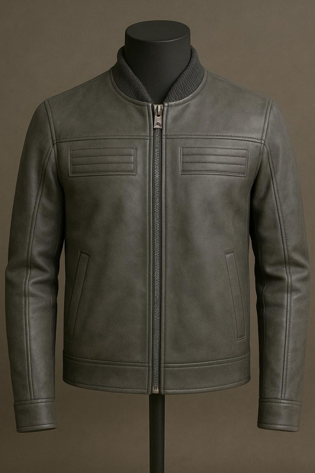 Men's Grey Leather Jacket-classic Leather Jacket for Men-men's Premium ...