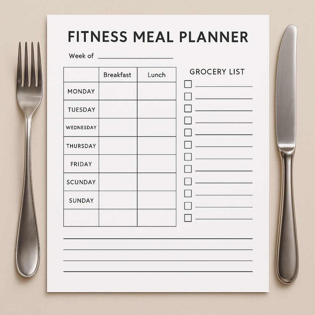 Fitness Meal Planner (printable Meal Prep Template With Grocery List ...