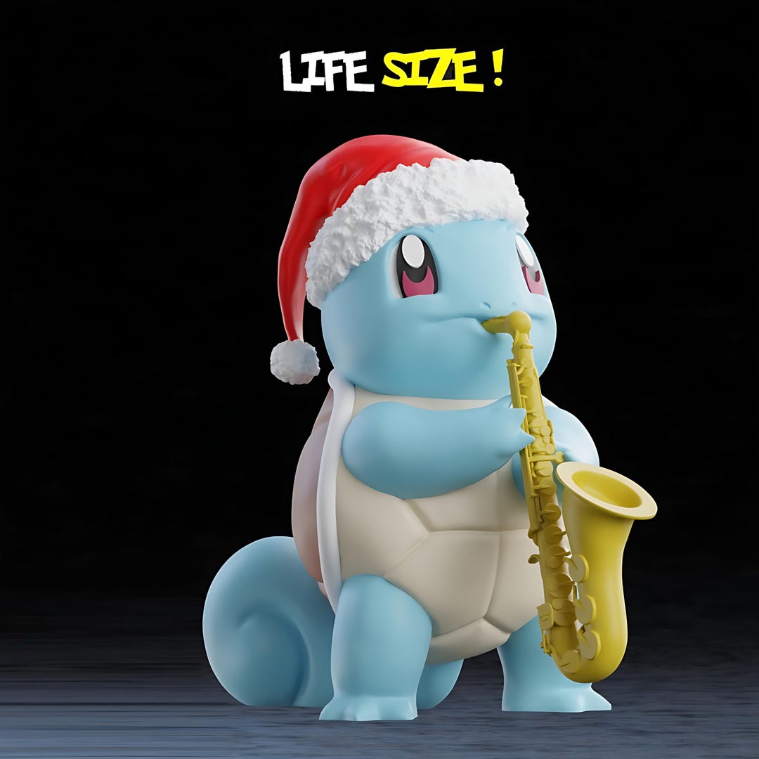 Life Size Turtle Mascot Xmas STL: Saxophone Holiday Figurine (3D ...