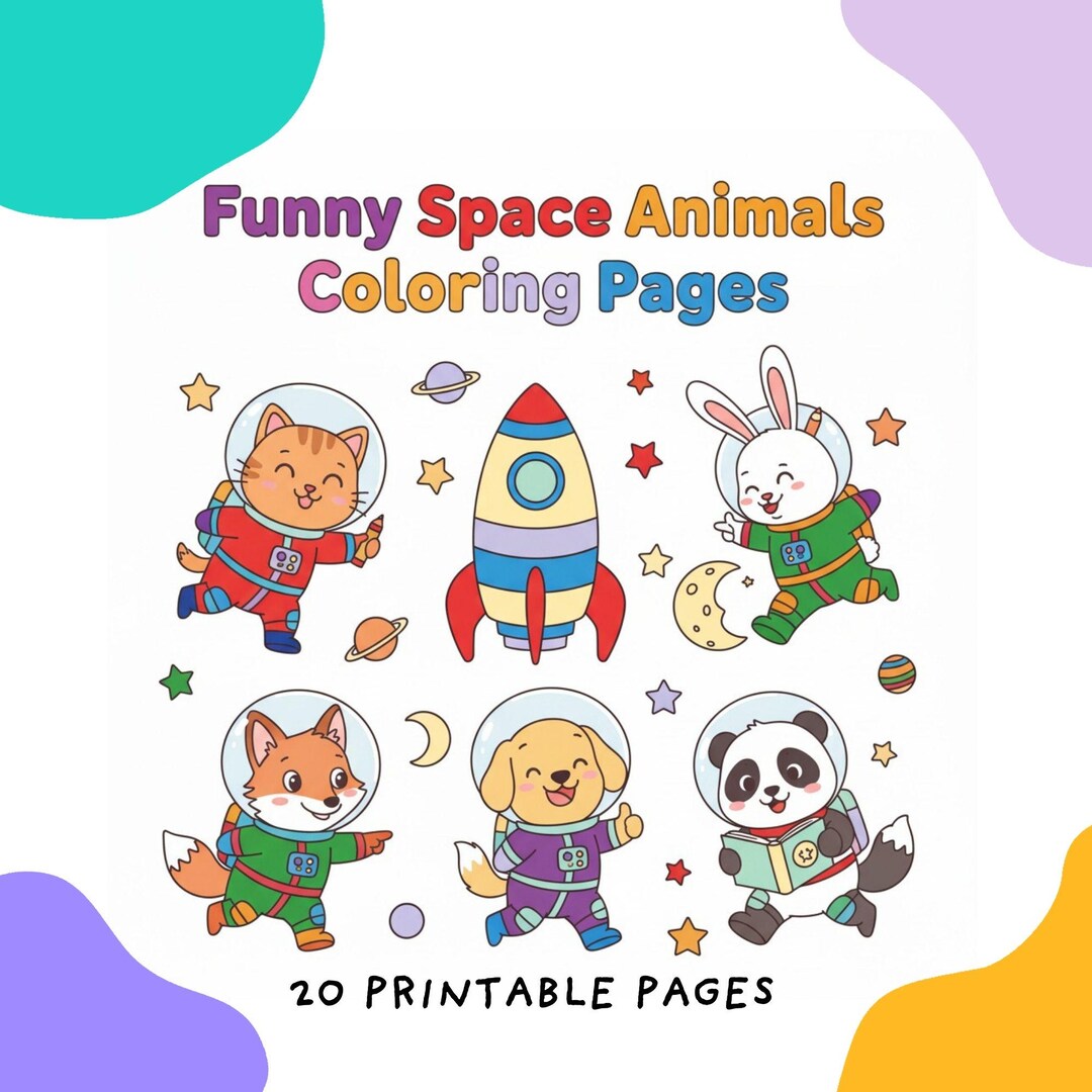 Space Animals Coloring Pages for Kids | 20 Cute Astronaut Printable ...