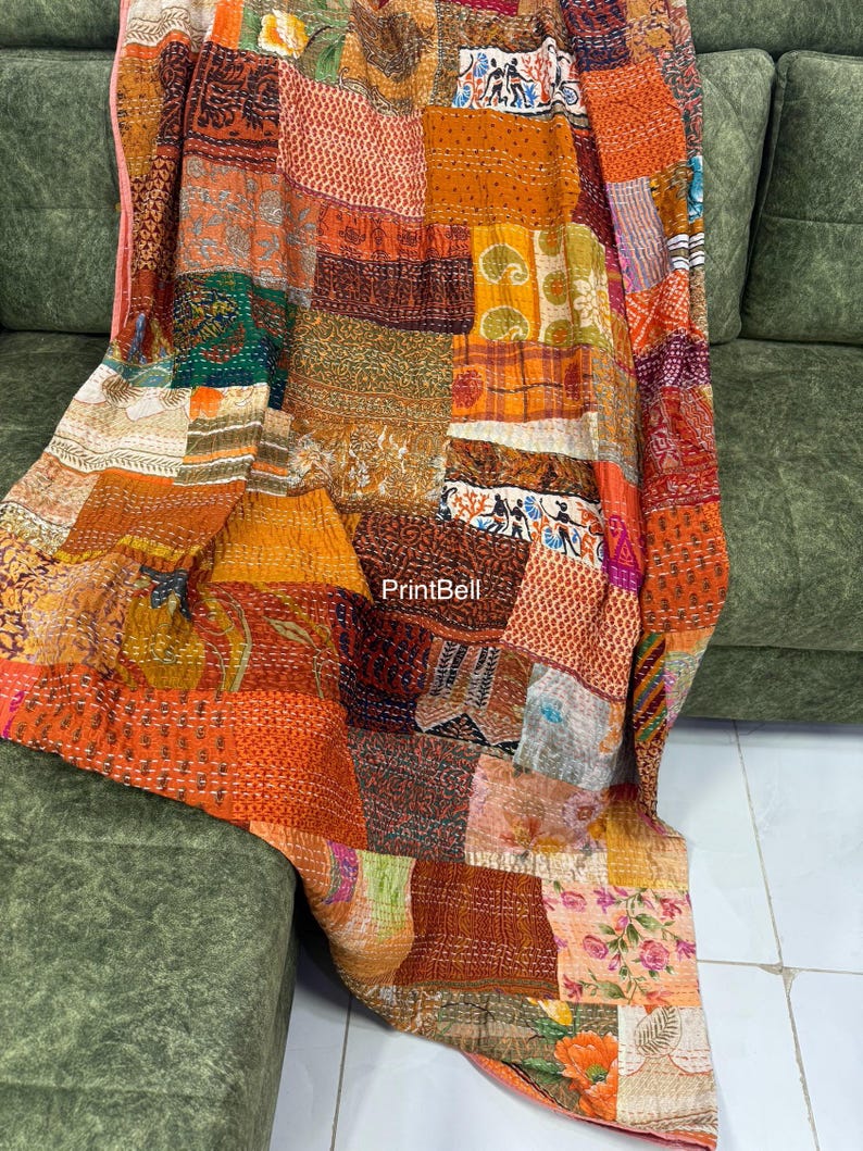 Bohemian Patchwork Quilt Kantha Quilt Handmade Vintage Quilts Boho Twin ...