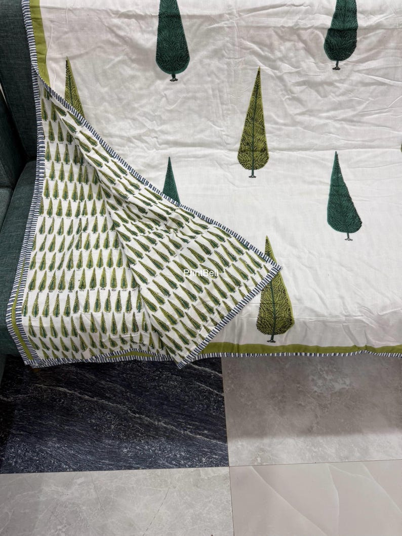 Block Print Cotton Dohar: Indian Summer Blanket, Bohemian Quilt - Etsy