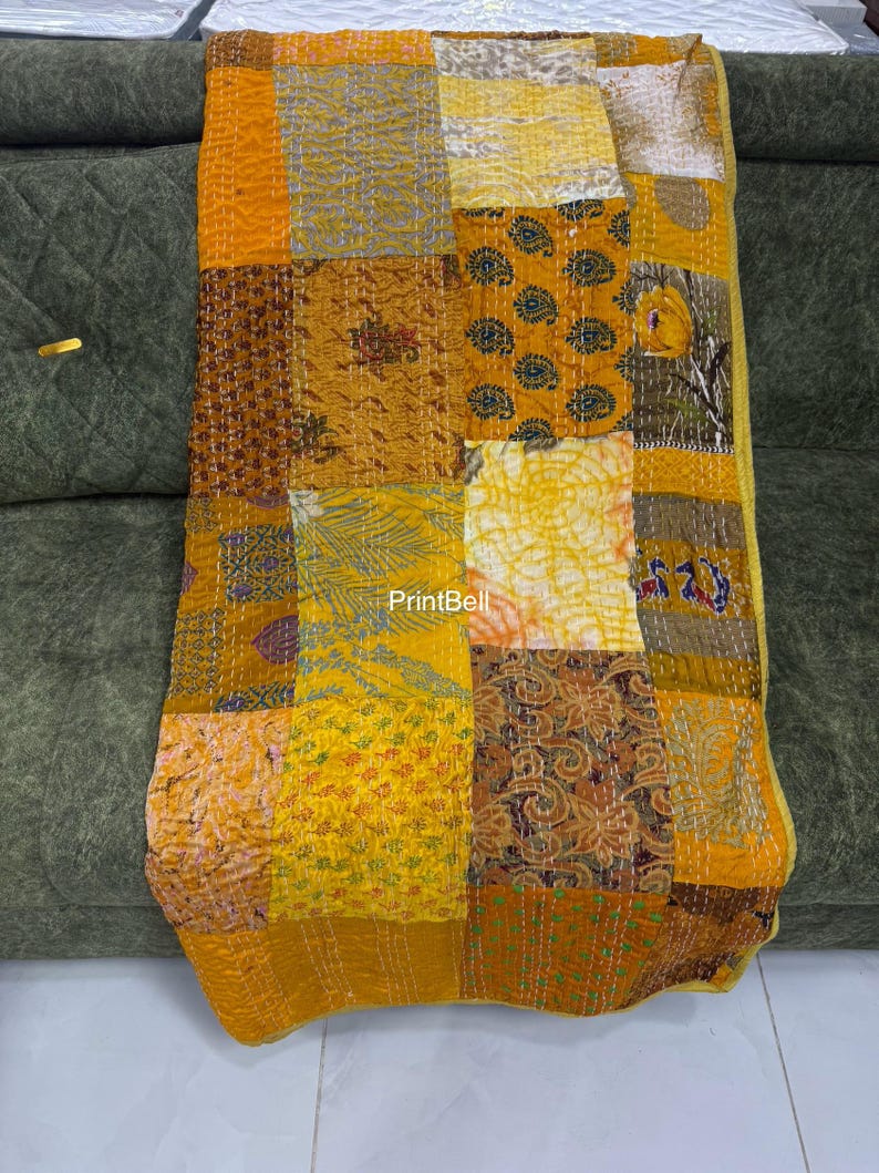 Bohemian Patchwork Quilt Kantha Quilt Handmade Vintage Quilts Boho Twin ...